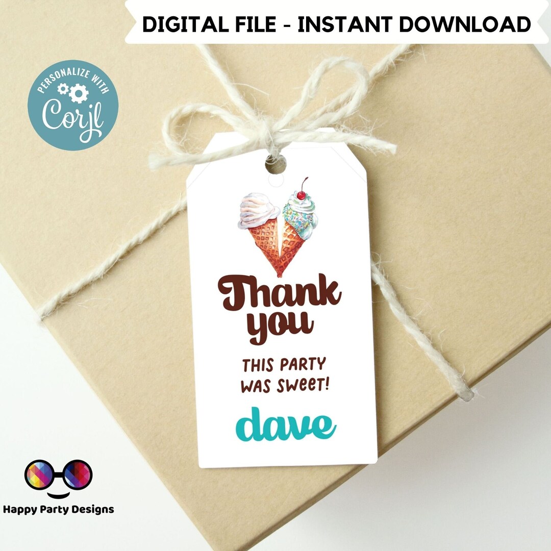 Here's the Scoop Ice Cream Thank You Tag | Digital Thank You Tag | Ice ...