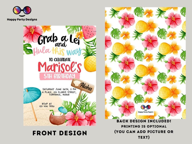 Editable Grab a Lei and Hula This Way Invitation Template - Etsy