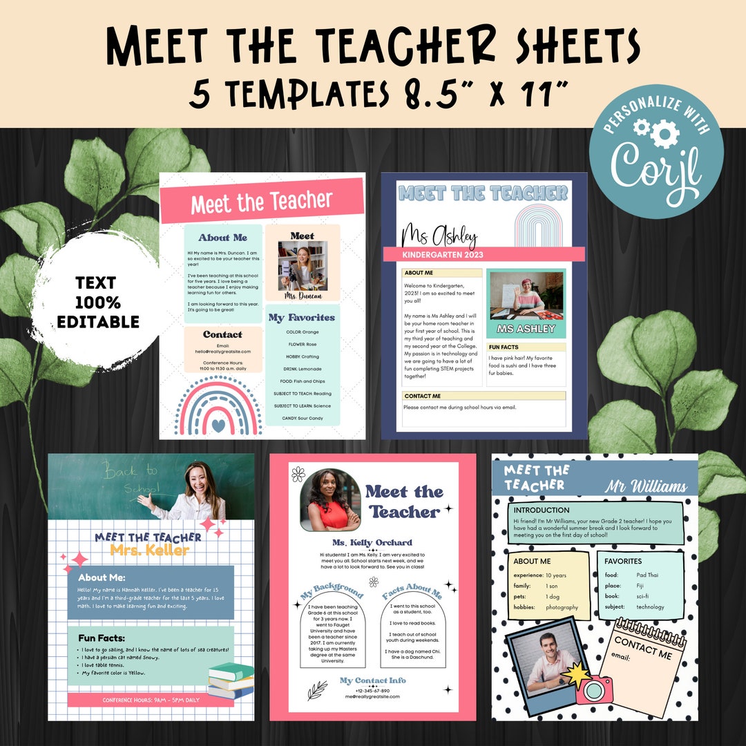 Editable Boho Meet the Teacher | Modern Templates Bundle | Meet the ...