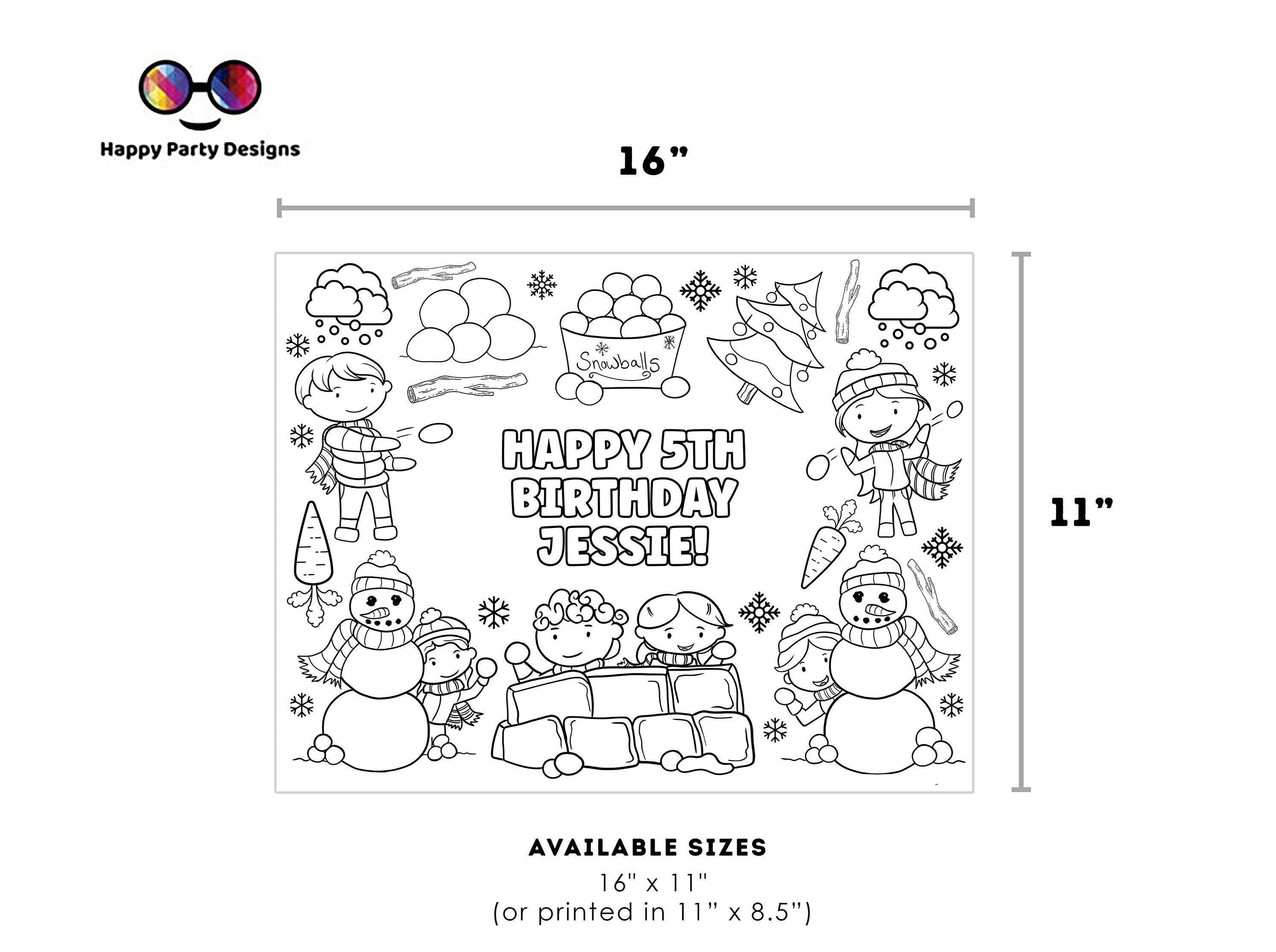Editable Snowball Fight Coloring Page | Placemat Coloring Page | Any ...