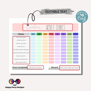 Weekly Daily Chore Chart for Kids | Responsibility Chart Homeschool ...