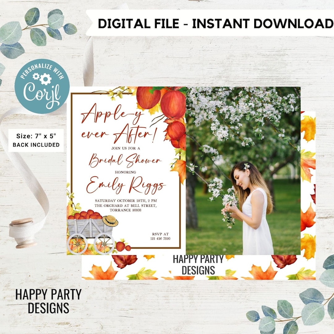 Apple-y Ever After Invite With Photo | Apple Fall Harvest Couple's ...