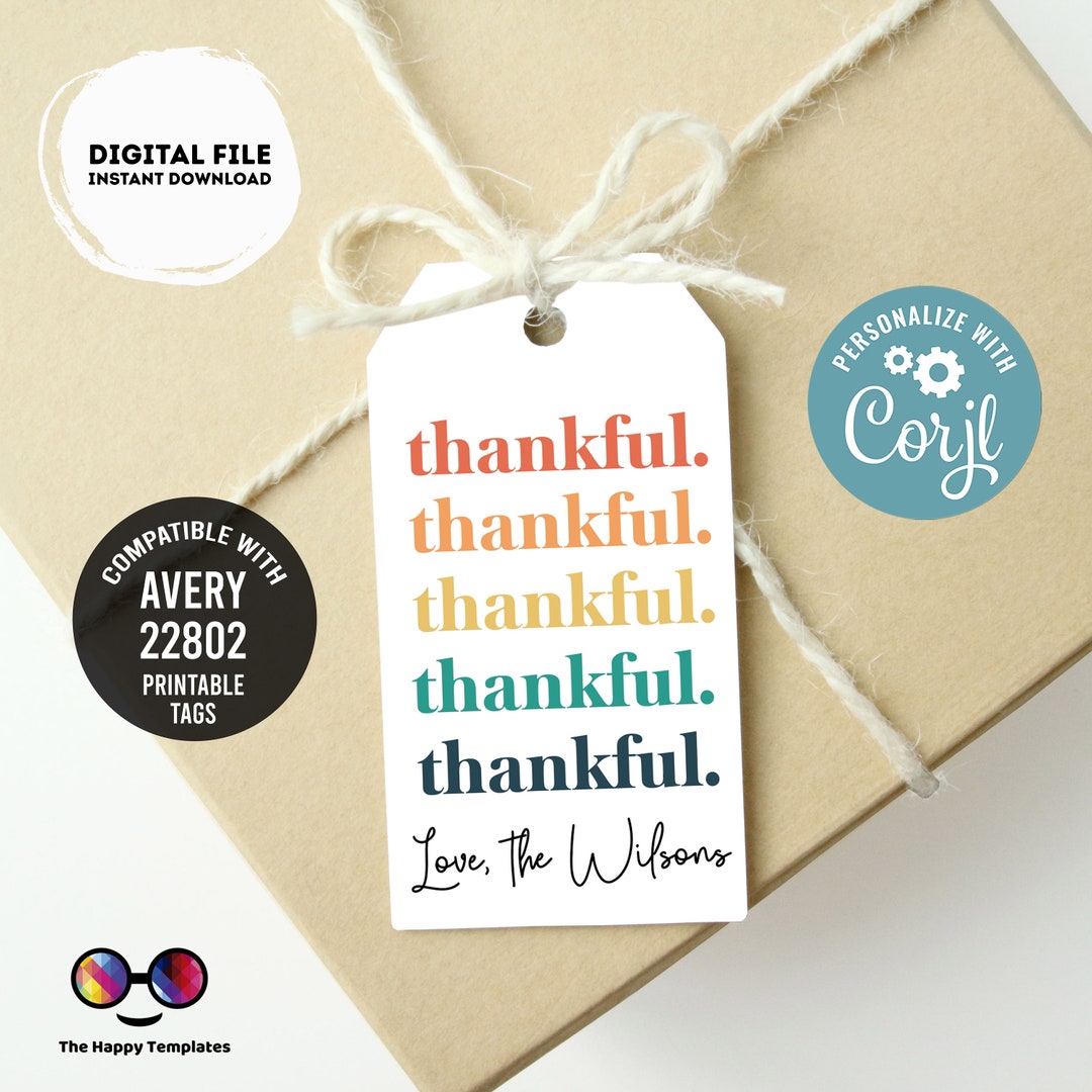 Editable Thankful Favor Tags | Happy Thanksgiving Thank You Tags ...