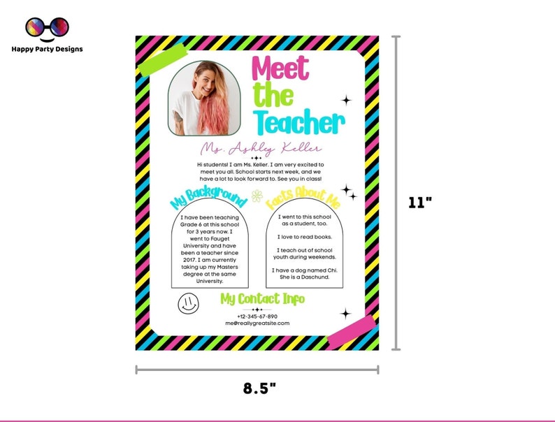 Editable Neon Meet the Teacher Templates Bundle | Meet the Teacher ...