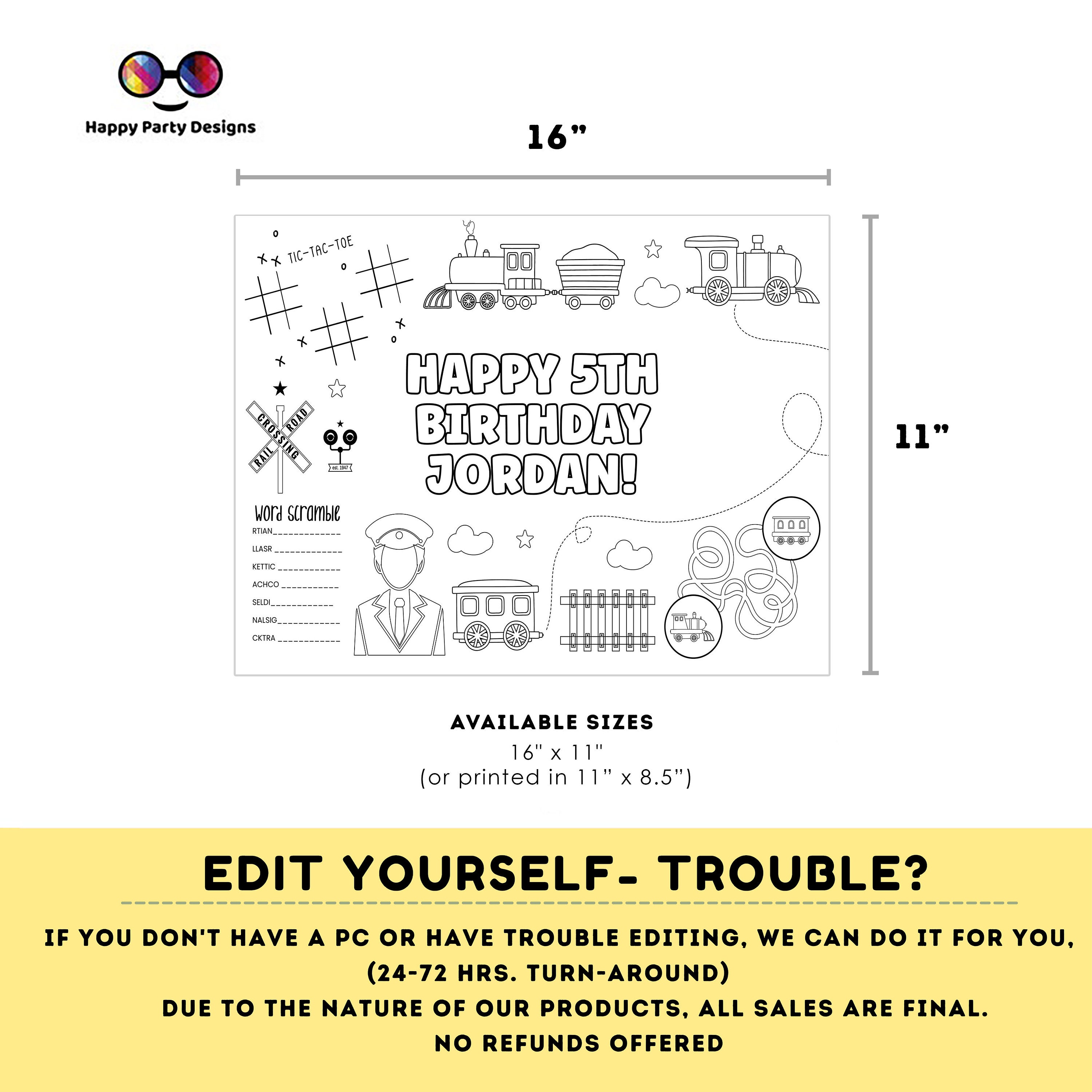 Editable Train Printable Activity and Coloring Activity Page - Etsy