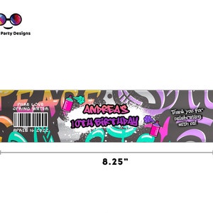 Editable Graffiti Water Bottle Labels | Digital Labels | Printable ...