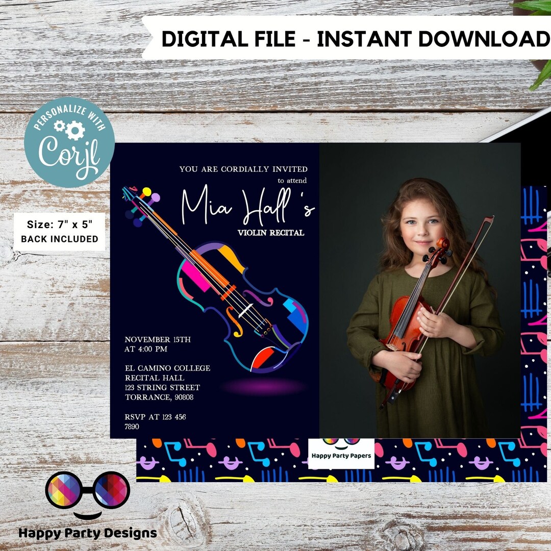 EDITABLE Violin Recital Invitation Template | Orchestra Concert ...