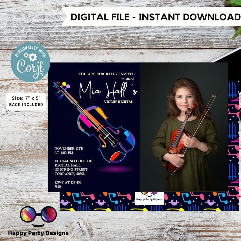 EDITABLE Violin Recital Invitation Template Orchestra - Etsy