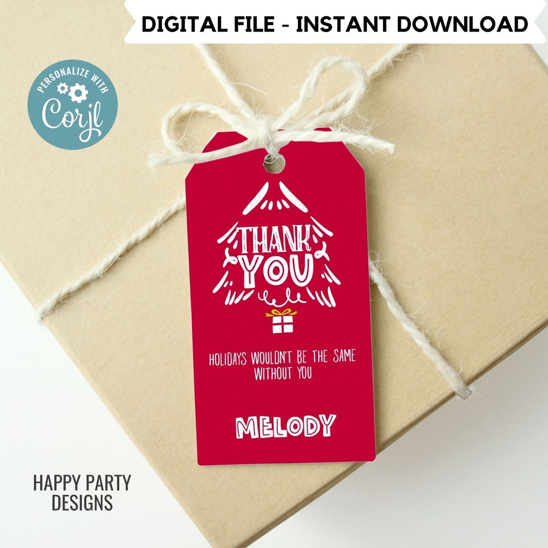 Editable Holly Jolly Christmas Party Thank You Tag Christmas Printable ...
