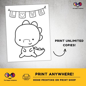 Valentine's Dinosaur Printable Coloring Pages | for Kids | Dino ...