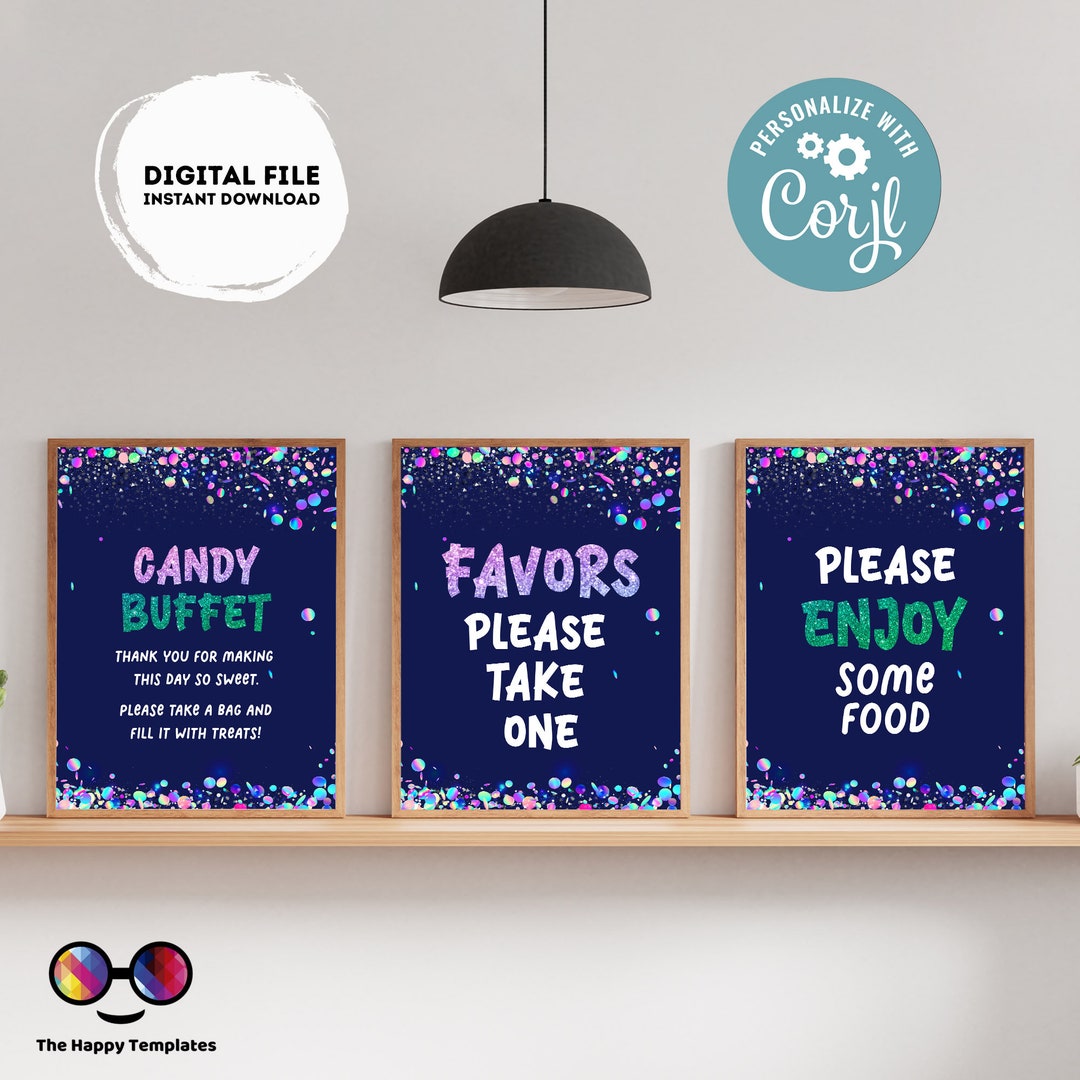 Editable Glitter Birthday Signs (3) | Glitter Party | Girl Birthday ...