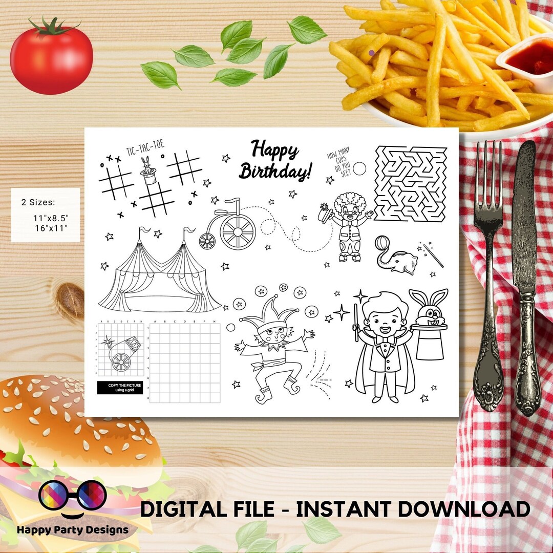 Circus Coloring Activity Page | Boy Party | Instant Download | Coloring ...