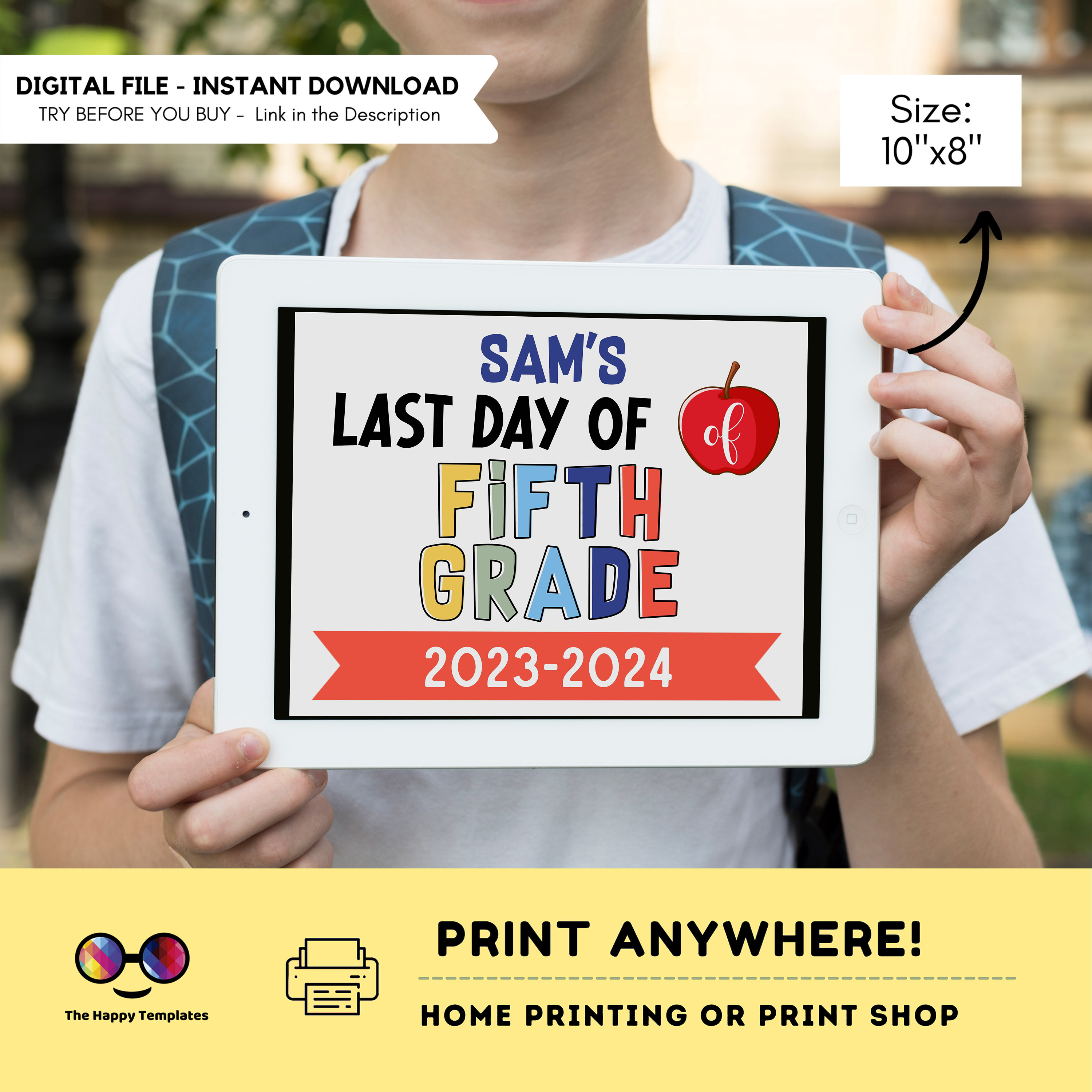 Editable Last Day of 5th Grade Fifth Grade Sign Last Day - Etsy