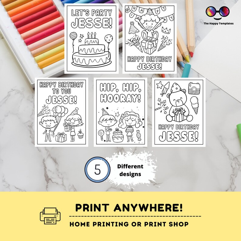 Editable Happy Birthday Coloring Pages 5 | Birthday Activity for Kids ...