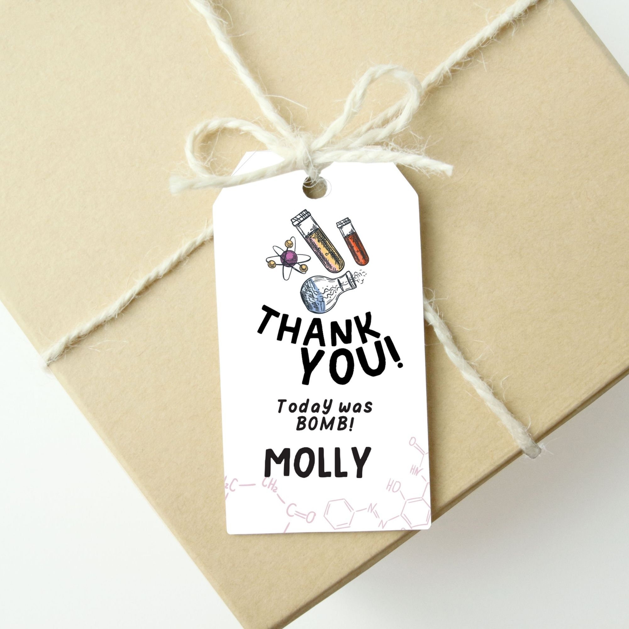 Editable Science Birthday Thank You Gift Tags Mad Scientist - Etsy