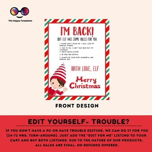 Editable Elf Rules | Elf Arrival Rules | Elf I'm Back | Elf Christmas ...