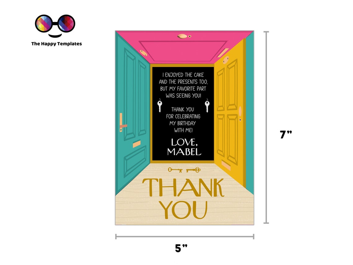 Editable Escape Room Birthday Thank You Card Template | Printable ...