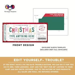 Christmas Ticket Template | Gift Voucher | Santa Gift | Editable ...