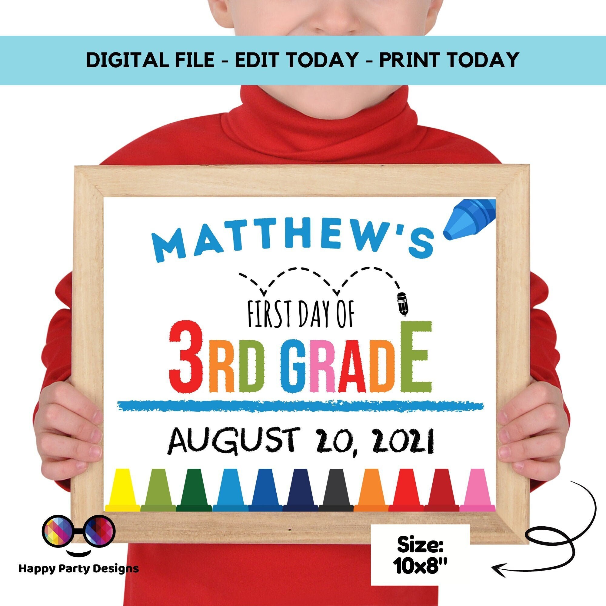 Editable First Day of 3rd Grade Third Grade Sign 1st Day - Etsy