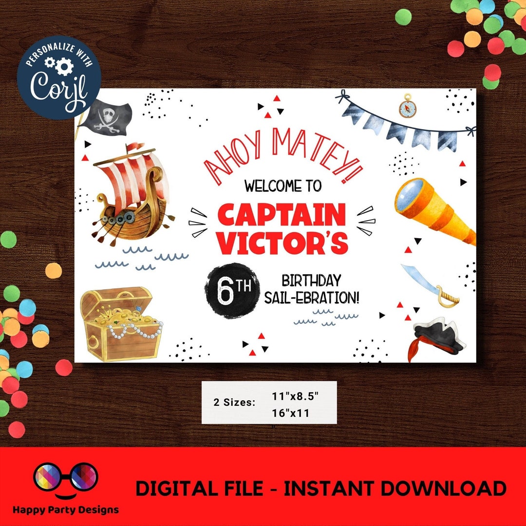 Editable Pirate Party Placemat | Digital Pirates Party Printable ...