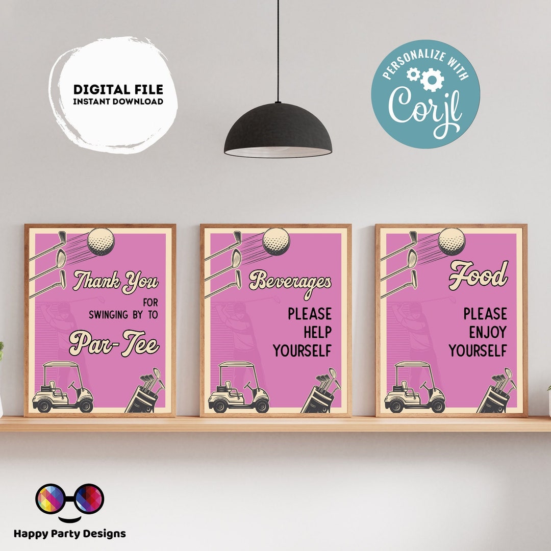 Editable Golf Party Signs (3) | Par-tee Birthday | Golf Birthday ...