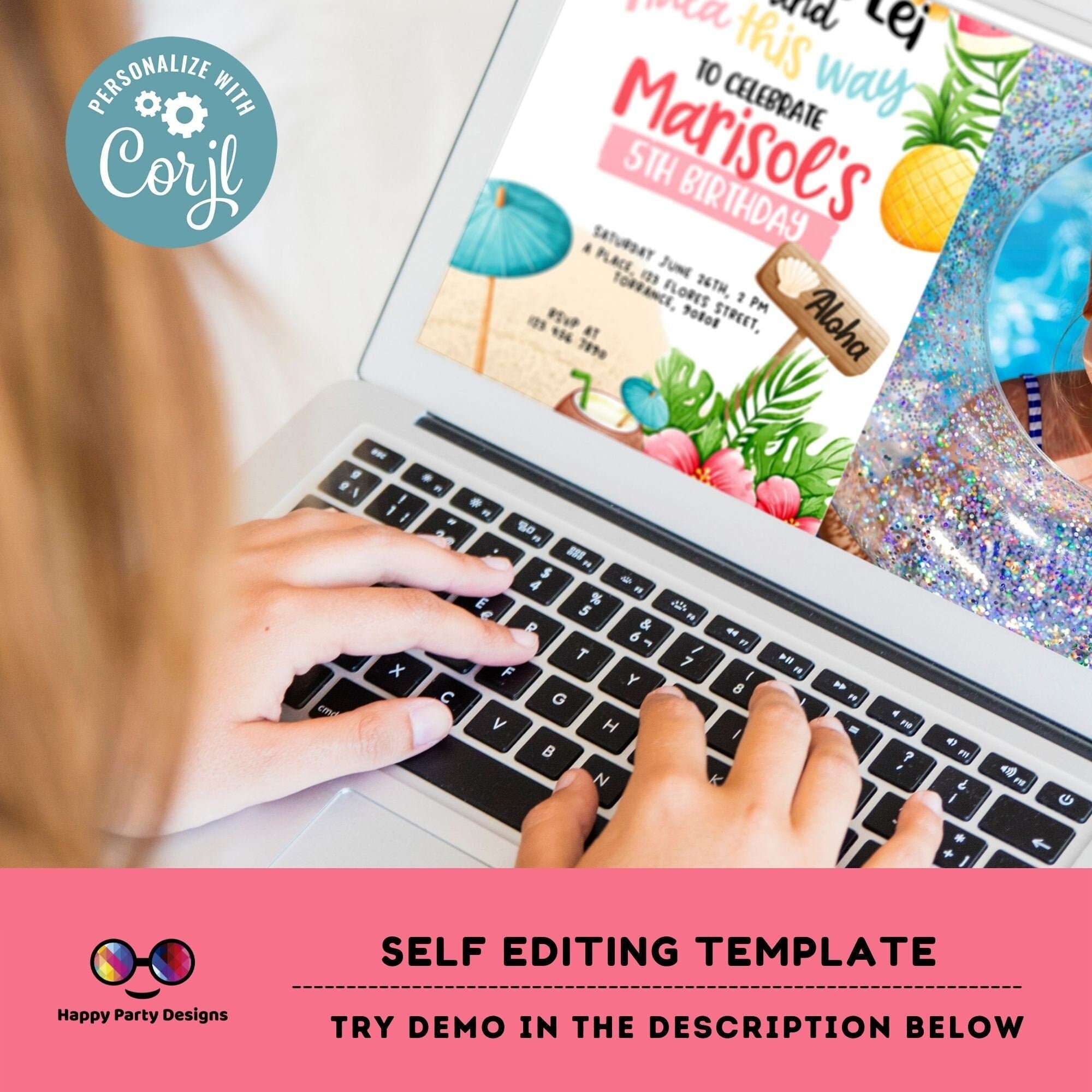 Editable Grab a Lei and Hula This Way Invitation Template With - Etsy