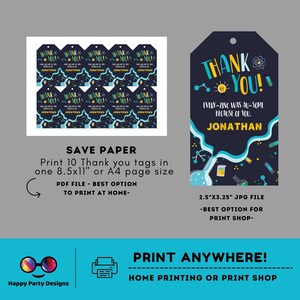Editable Science Birthday Thank You Gift Tags | Mad Scientist Favor ...