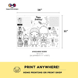 Printable Happy Birthday Party Coloring Page | Birthday Activity ...