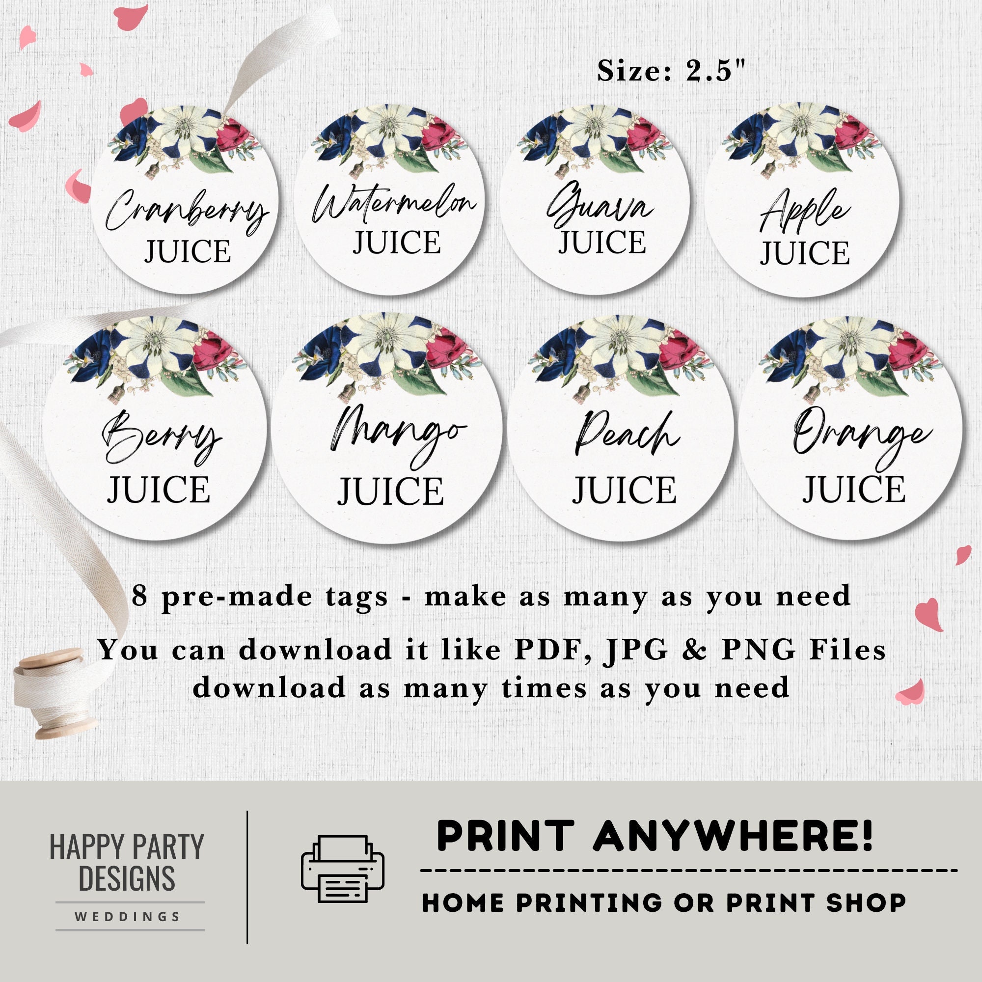 Mimosa Bar Juice Tags | Printable Mimosa Bar Juice Tag Template | Round ...