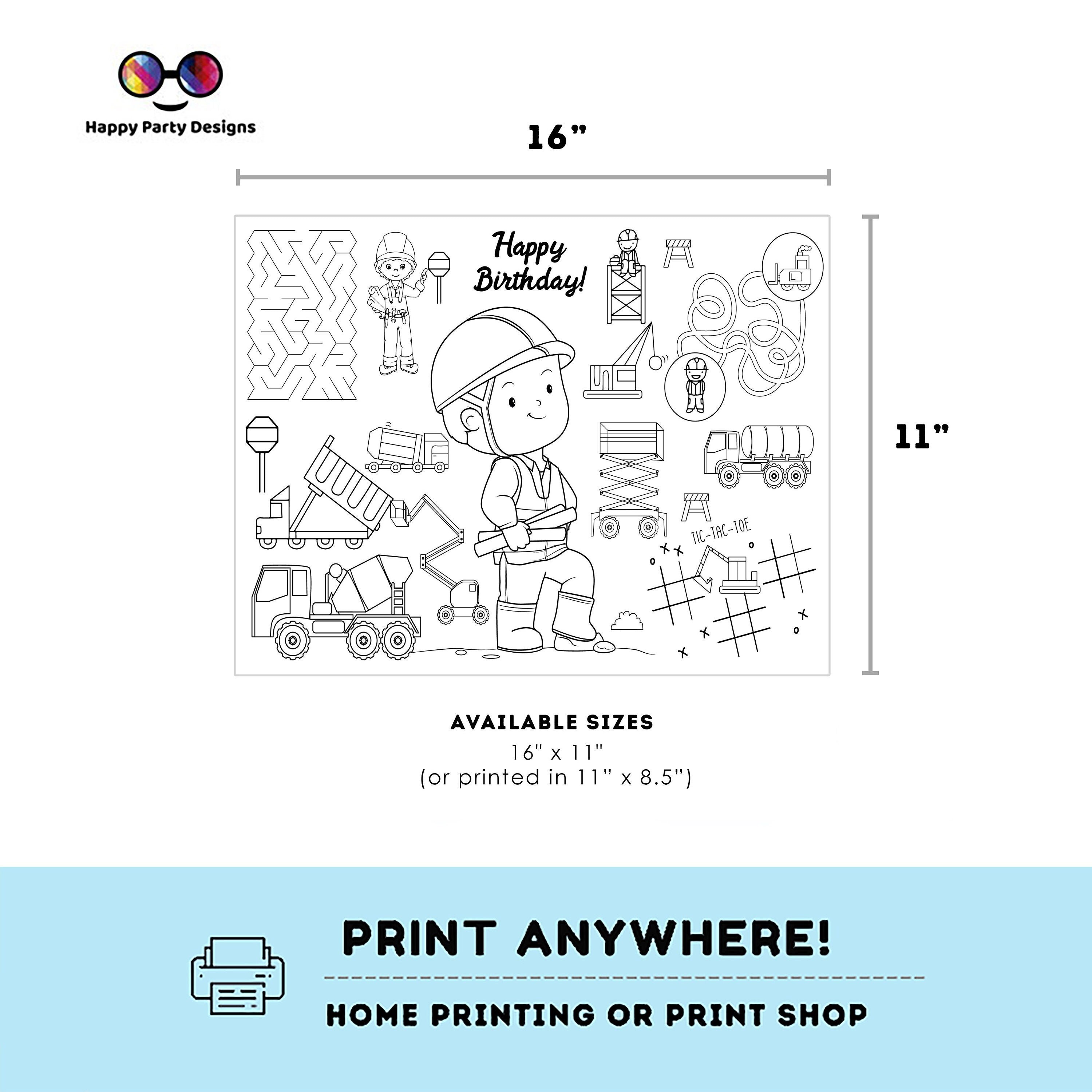 Instant Download Under Construction Coloring Page | Placemat Coloring ...