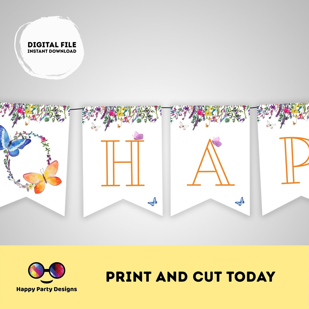 Happy Birthday Wildflower Banner | Wildflower Party | First Birthday ...