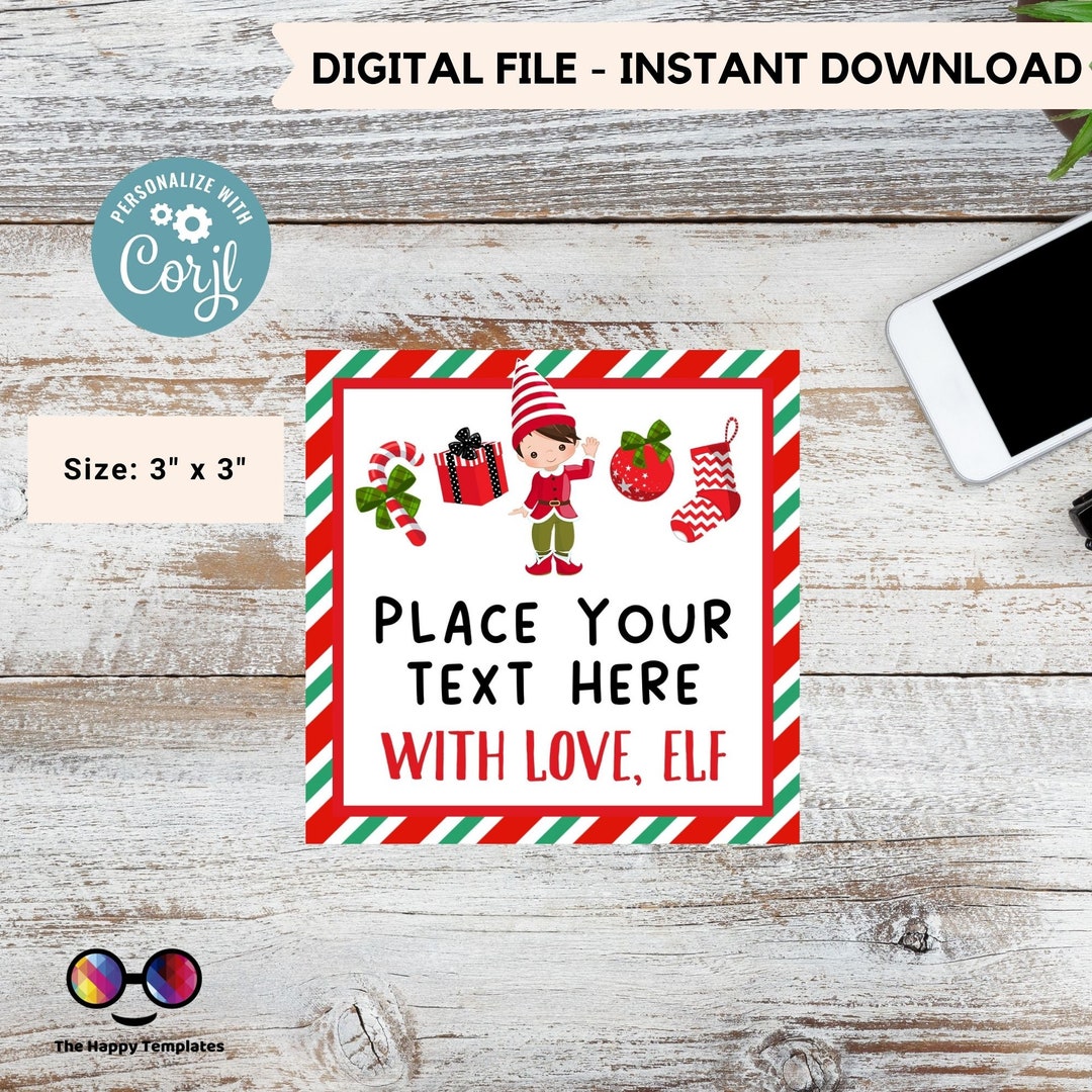 Editable Elf Mini Note Tag | Elf Mini Note Gift Tag | Christmas Elf Tag ...