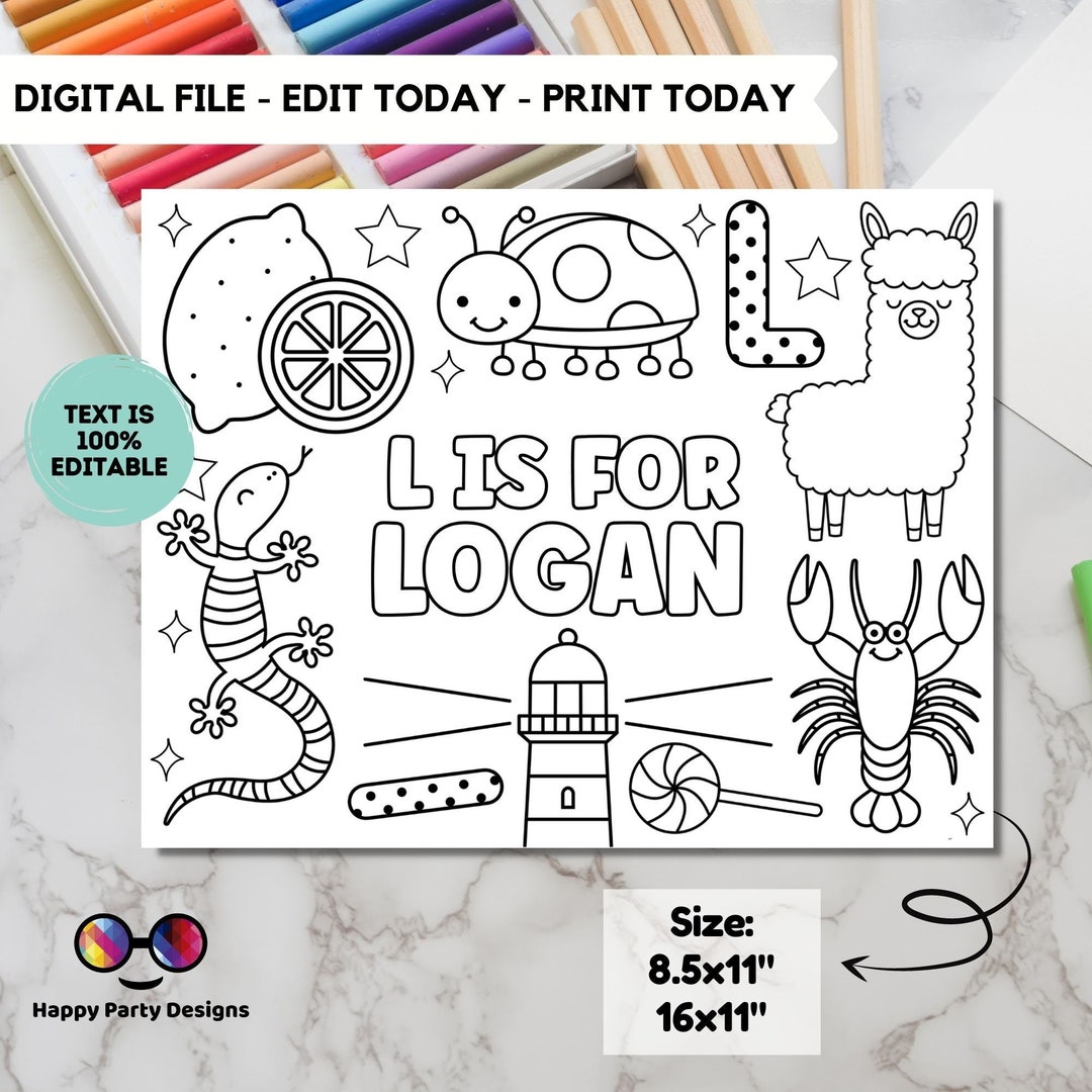 Editable Name Coloring Page | L is for | Personalized Name Alphabet ...