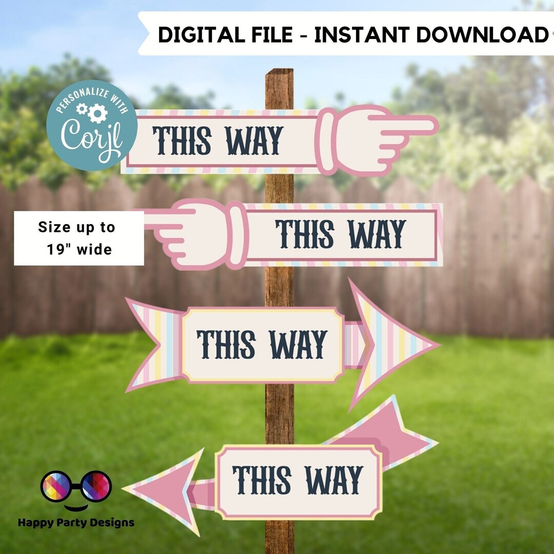 Carnival Circus Arrow Sign, Circus Birthday Arrow Sign | Pastel Rainbow ...