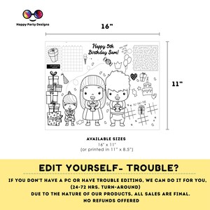 Editable Happy Birthday Party Coloring Page | Birthday Activity ...