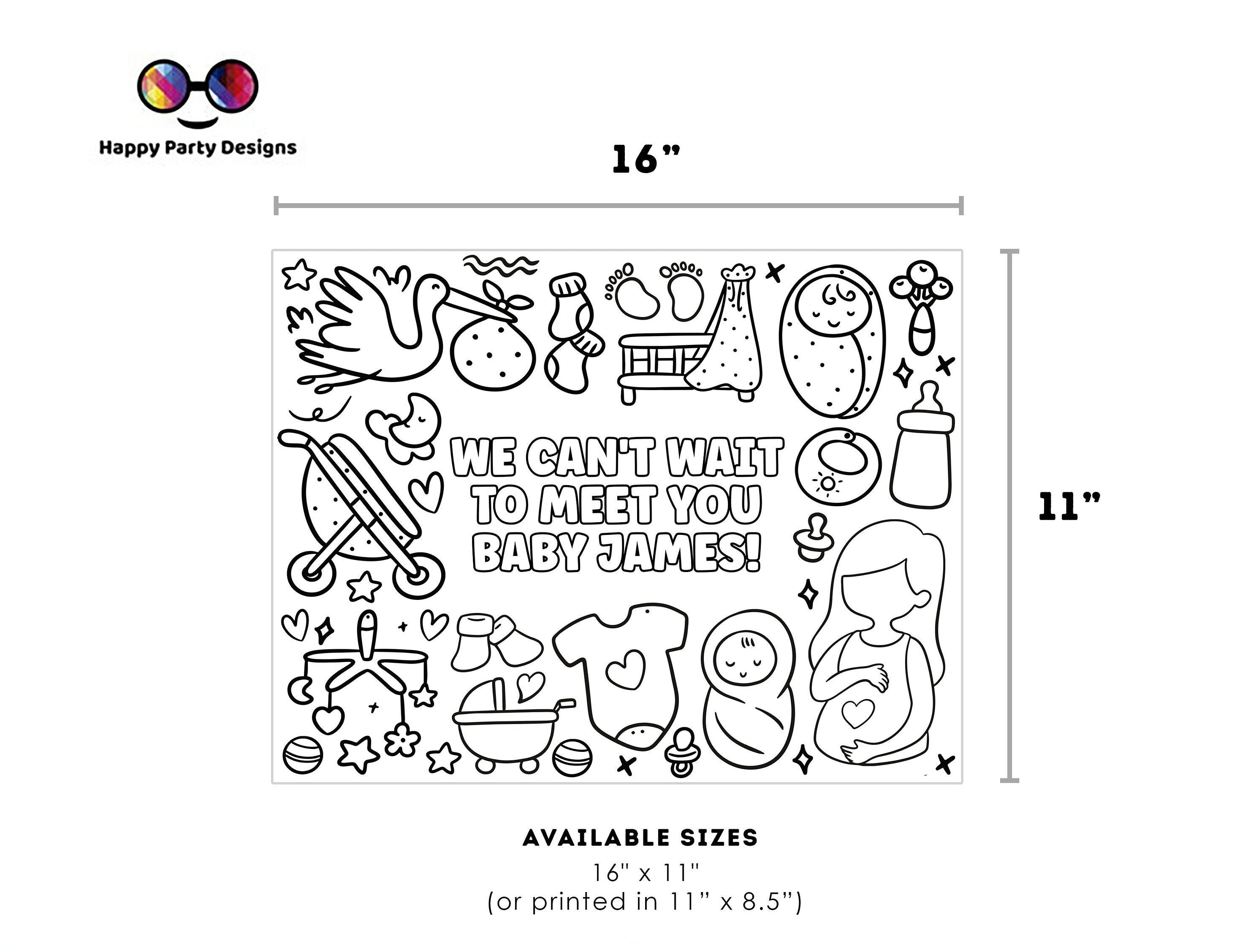 Editable Baby Shower Coloring Page | Placemat Coloring Page | Any Age ...