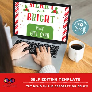 EDITABLE Merry and Bright Gift Card Holder | Christmas Gift Card Holder ...