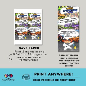 Editable Graffiti Menu | Digital Graffiti Printable Menu | Birthday Boy ...