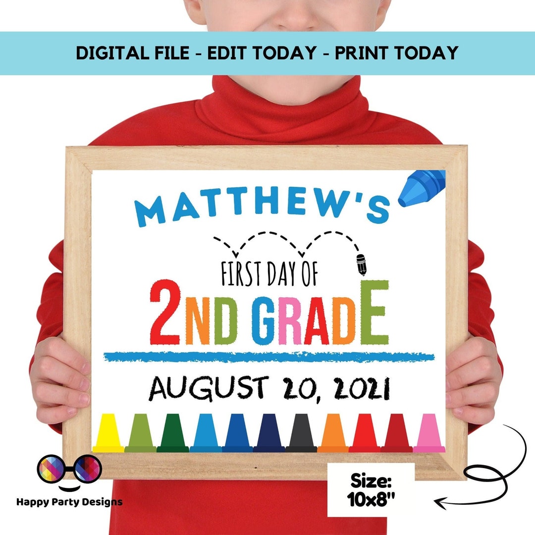 Editable First Day of 2nd Grade | Second Grade Sign | 1st Day of 2nd ...
