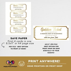 Editable Event Golden Ticket Template | Surprise Airline Gift ...