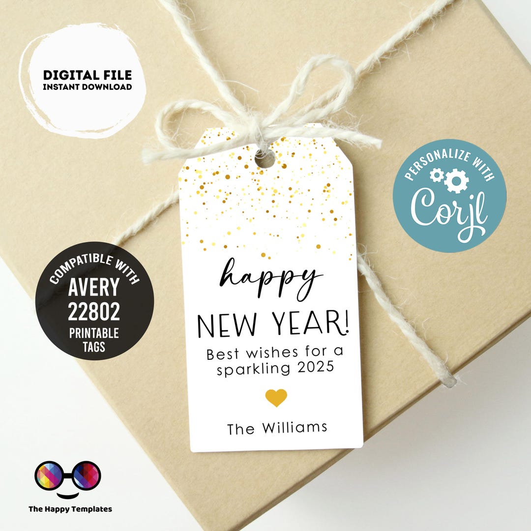 Happy New Year Thank You Tag | New Year's Eve Editable Printable Thank ...