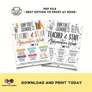 Editable Teacher Appreciation Week Itinerary Poster | Teacher Staff ...