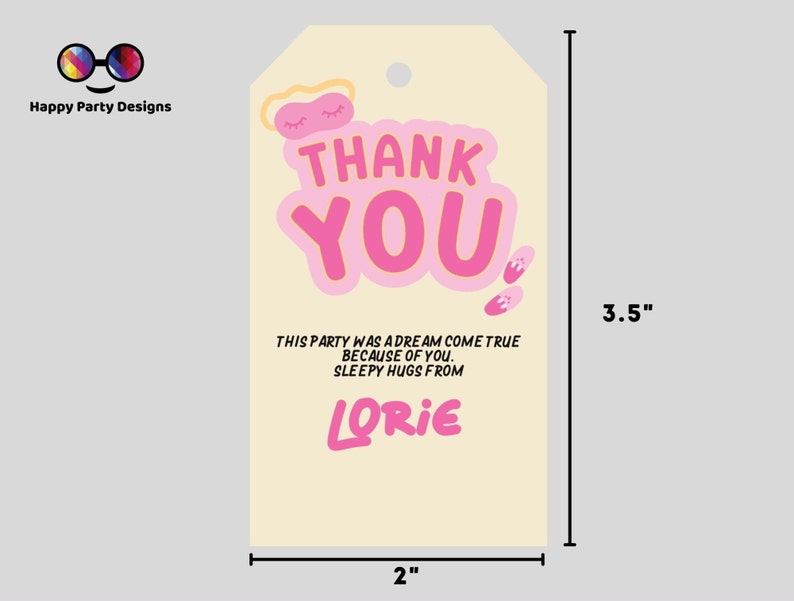 Editable Sleepover Birthday Thank You Gift Tags Slumber - Etsy Canada