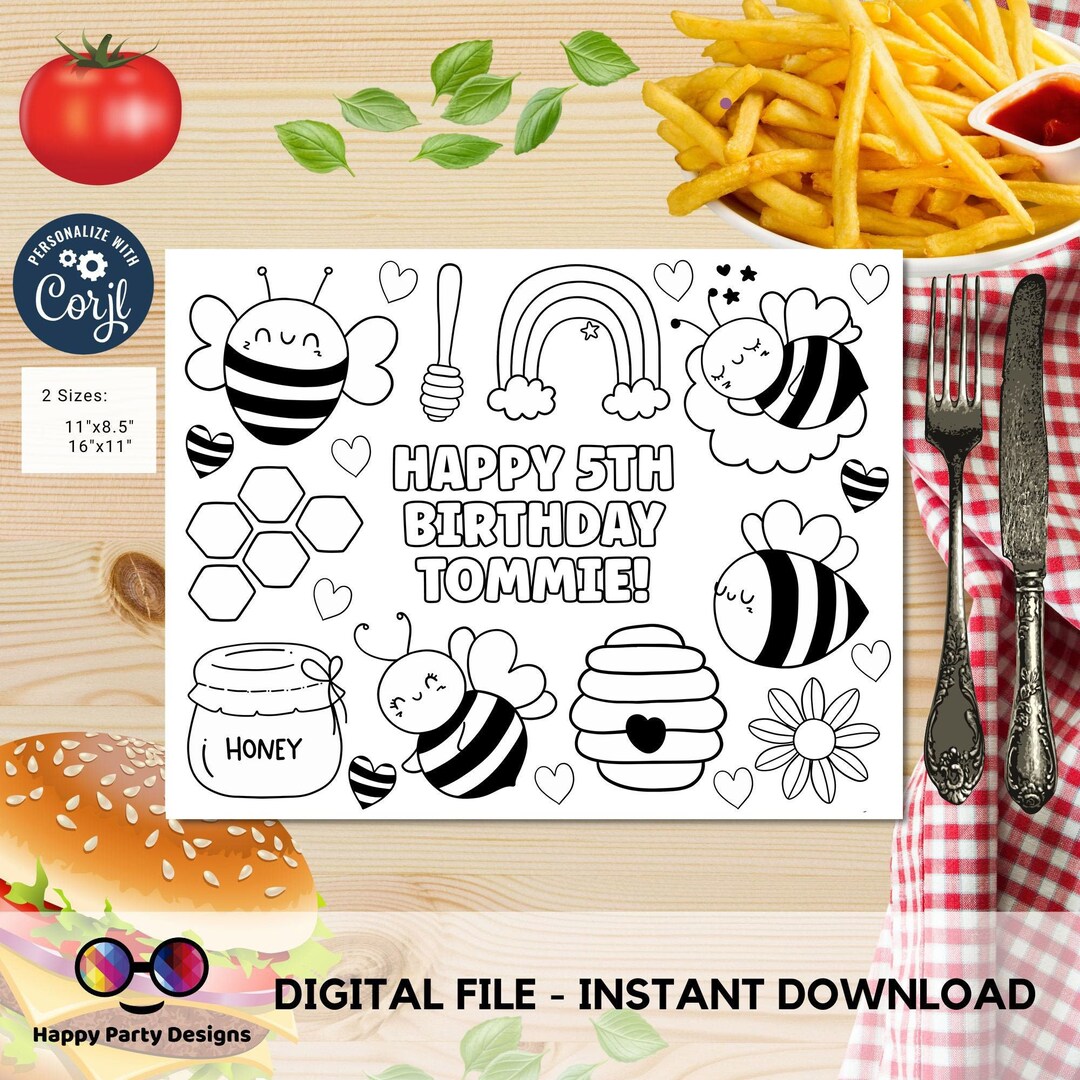 Editable Bumble Bee Coloring Page | Placemat Coloring Page | Any Age ...