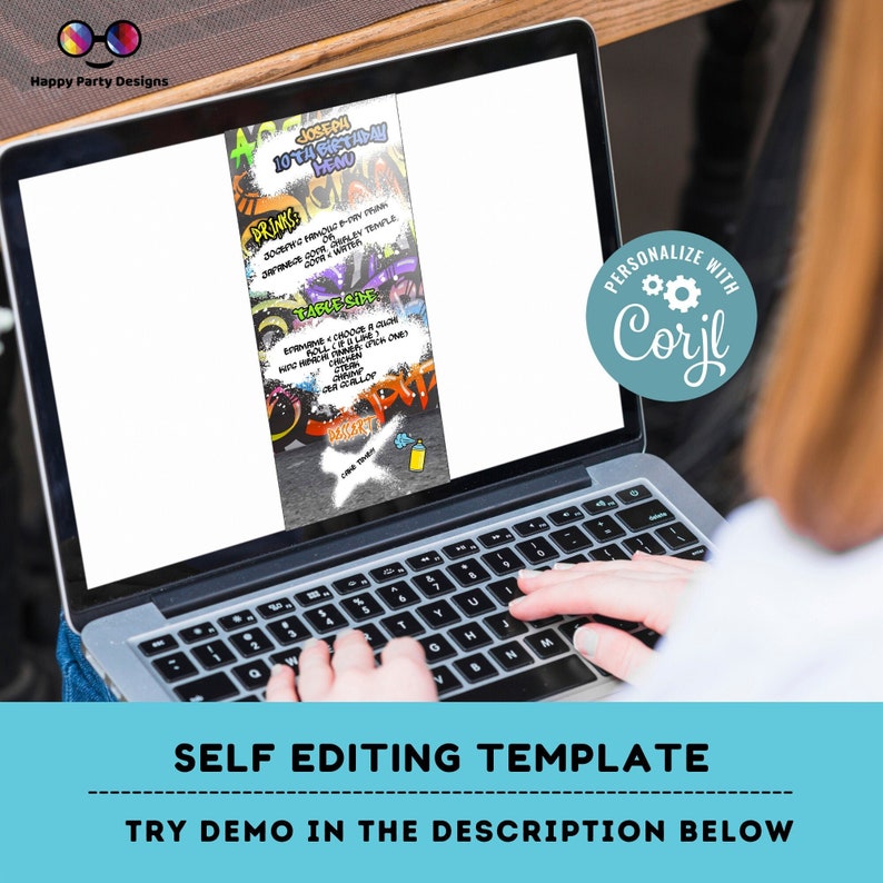 Editable Graffiti Menu | Digital Graffiti Printable Menu | Birthday Boy ...