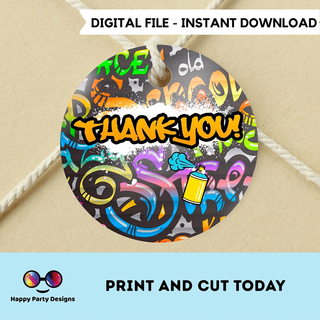 Graffiti Thank You Tag | Digital Graffiti Printable Thank You Tag ...