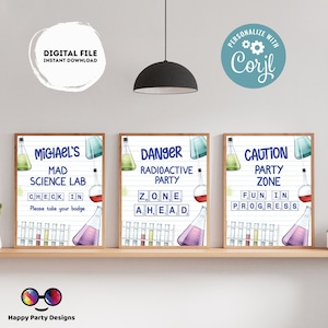 Editable Science Sign | Mad Scientist Sign | Science Birthday | Science ...