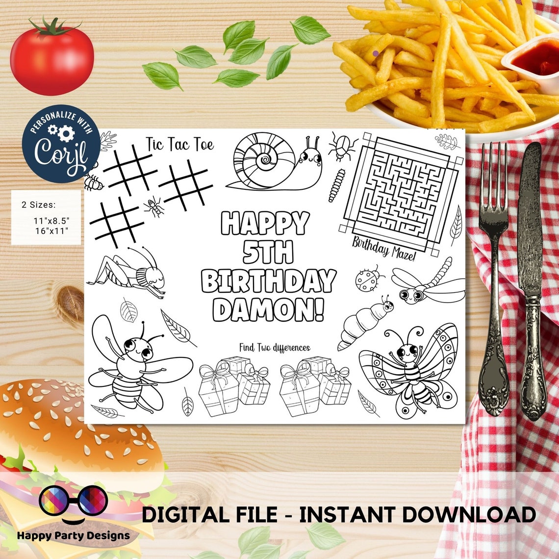 Editable Bugs Coloring Activity Page | Placemat Coloring Page | Any Age ...