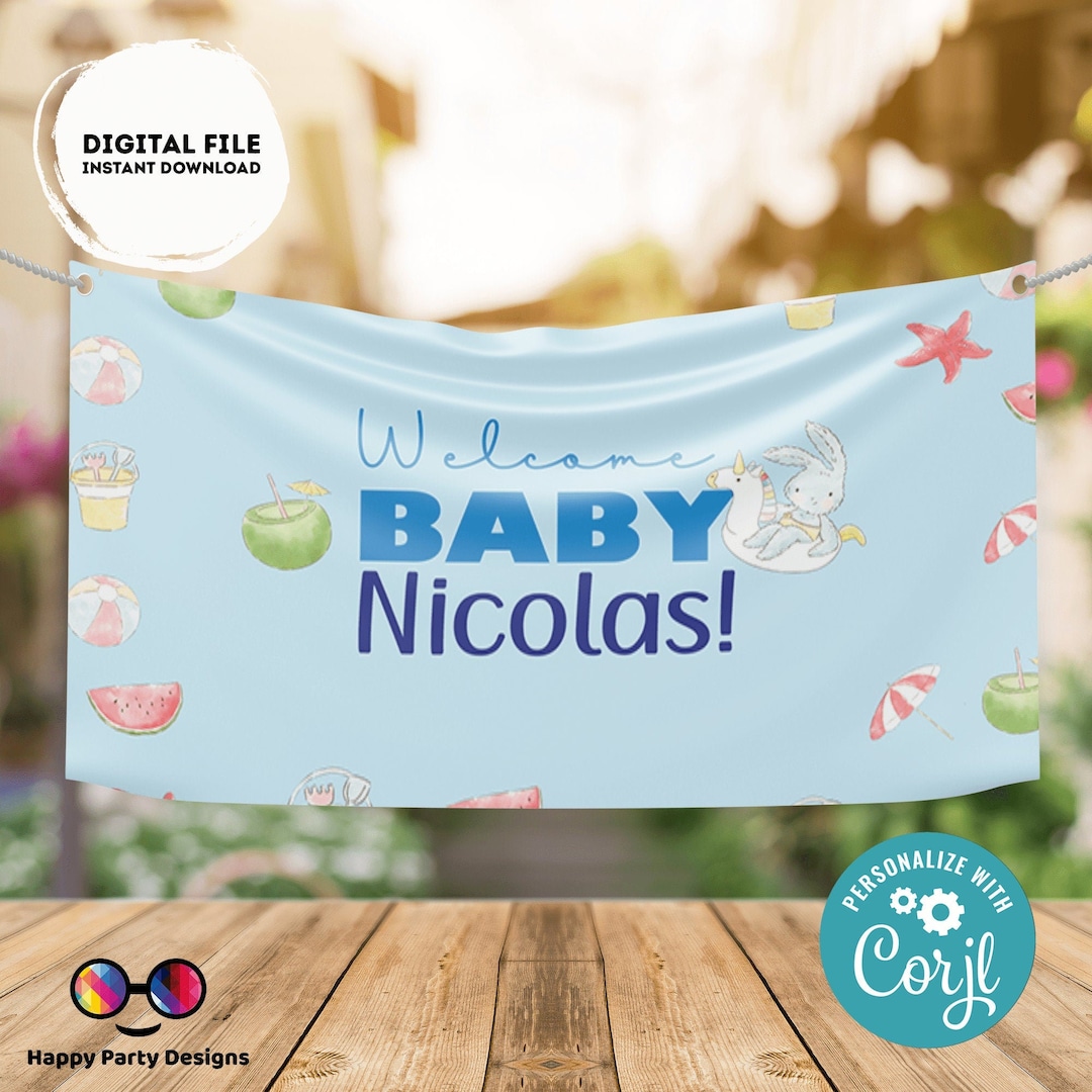 Editable Pool Baby Bash Backdrop Banner | Digital Pool Party Printable ...