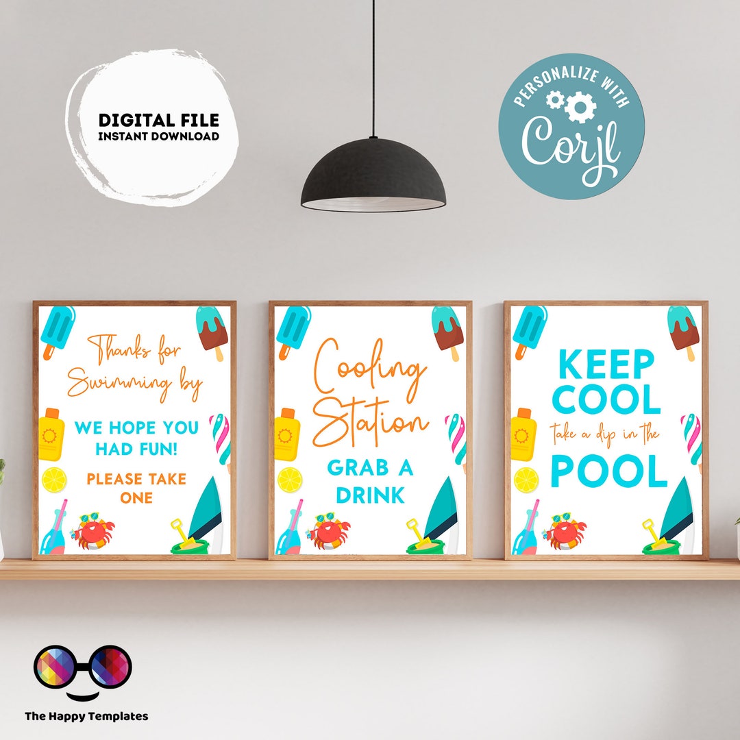 Two Cool Sign | Editable Summer Sign | Pool Birthday | Two Cool ...